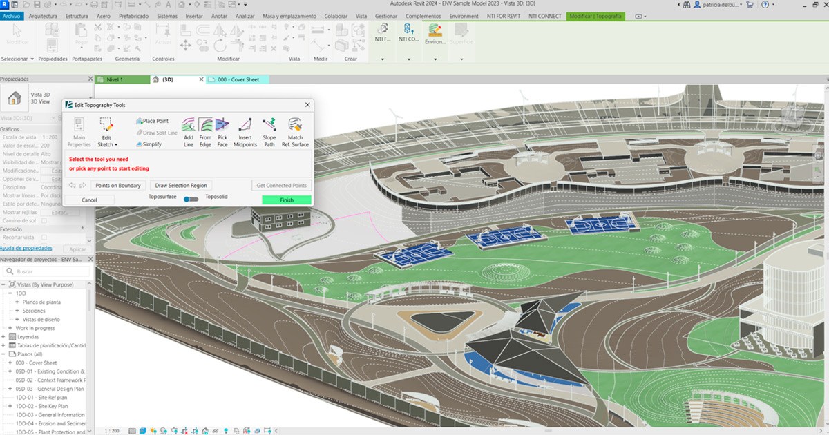 Modelado del emplazamiento con Revit: elementos y líneas | NTI